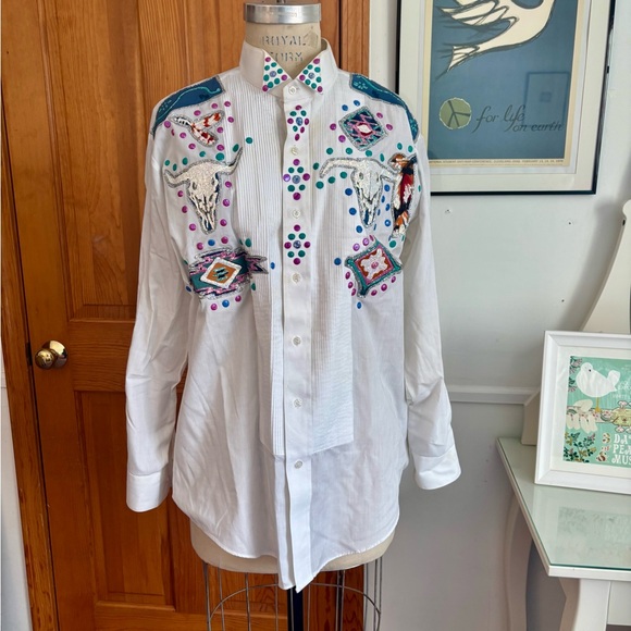Running Horse | Shirts | Embellished Southwestern Style Tuxedo Shirt ...